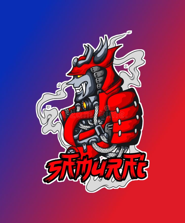Super Cool Robotic Samurai Logo Illustration Stock Illustration ...