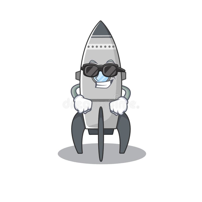 Super Cool Rocket Character Wearing Black Glasses Stock Vector ...