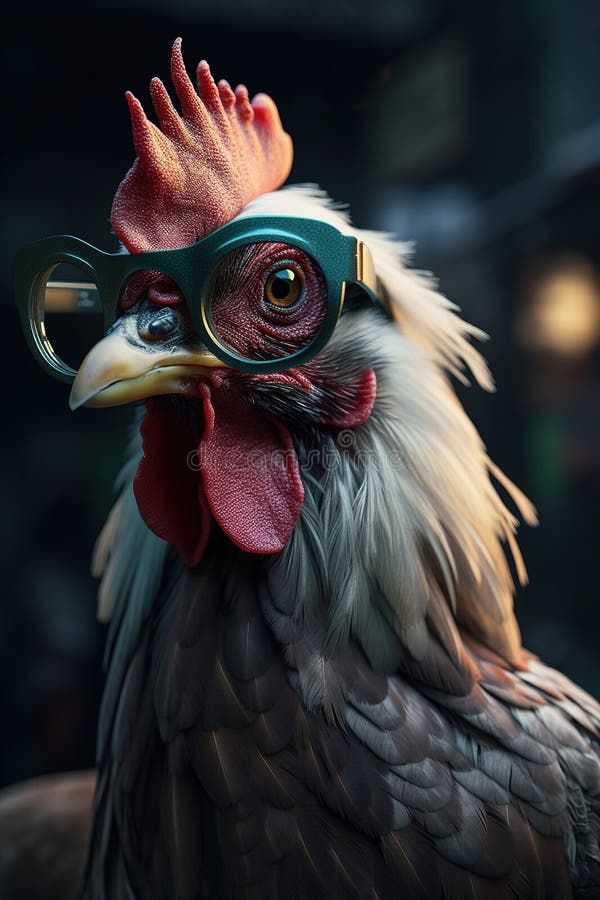 Super Cool Rooster with Dark Lens Glasses. Generative AI Stock ...