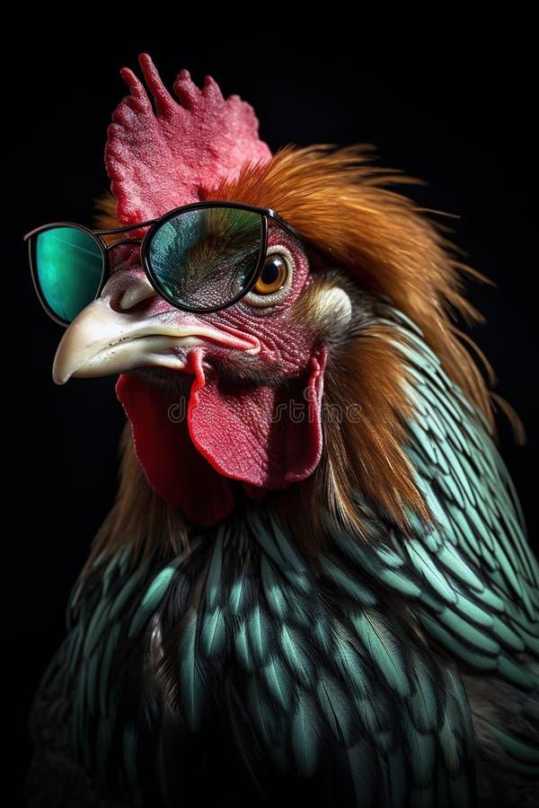 Super Cool Rooster with Dark Lens Glasses. Generative AI Stock ...