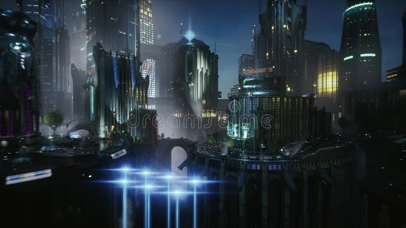Super Cool Sci-fi City for Metaverse Stock Video - Video of dark, world ...