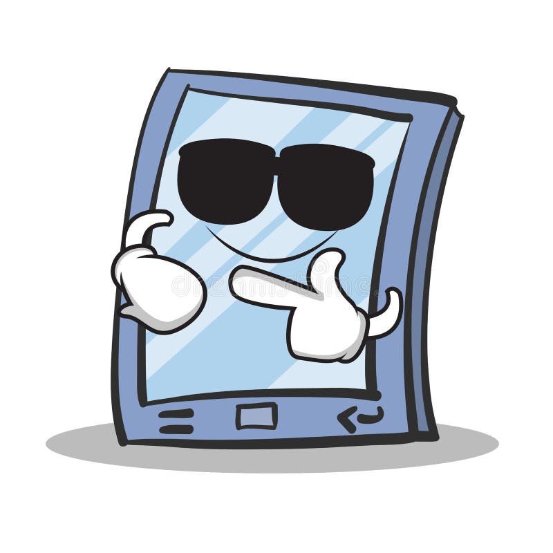 Super Cool Tablet Character Cartoon Style Stock Vector - Illustration ...