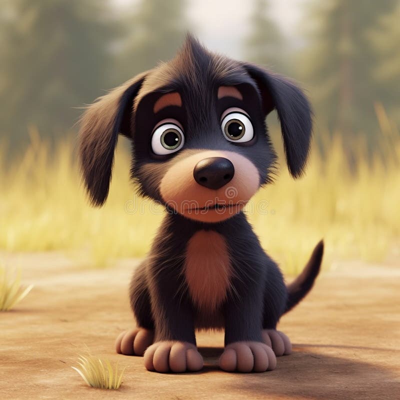 Super Cute Baby Pixar-Style Dog. Generative AI Stock Illustration ...
