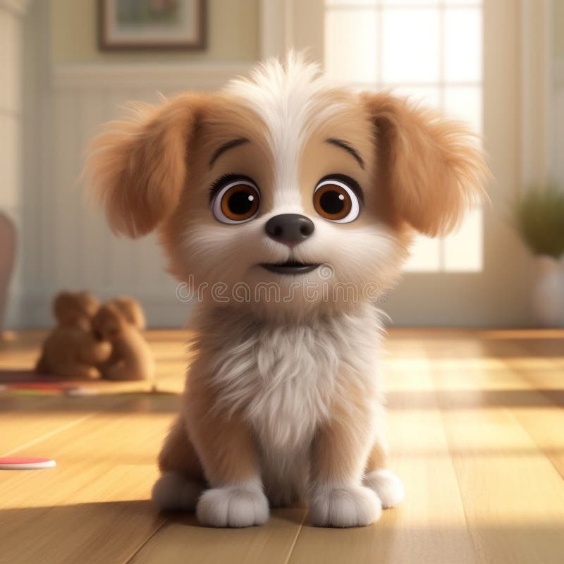 Super Cute Baby Pixar-Style Dog. Generative AI Stock Illustration ...