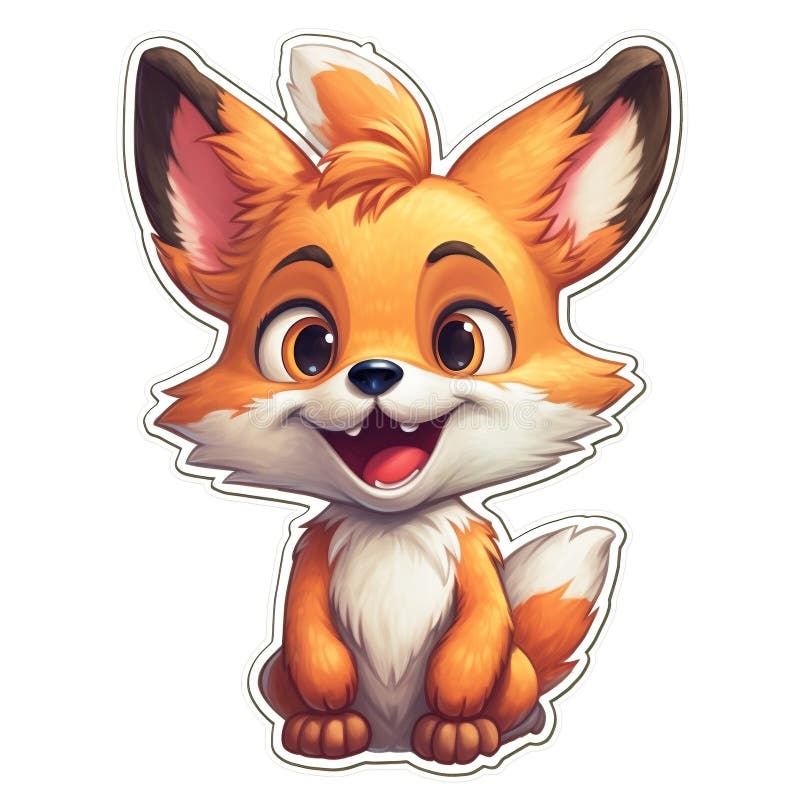 Super Cute Baby Pixar-Style Fox Sticker. Generative AI Stock ...
