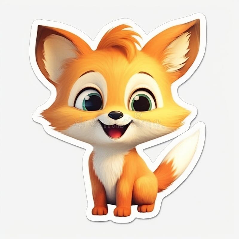 Super Cute Baby Pixar-Style Fox Sticker. Generative AI Stock ...