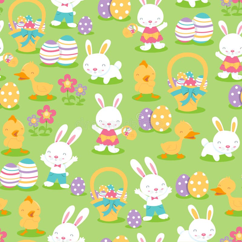 Super Cute Easter Seamless Pattern Background Stock Vector ...
