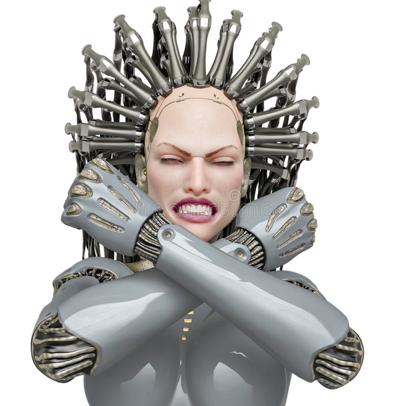 Super Cyborg is Angry and Feeling Ready for War Close Up Stock ...