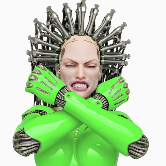 Super Cyborg is Angry and Feeling Ready for War Close Up Stock ...