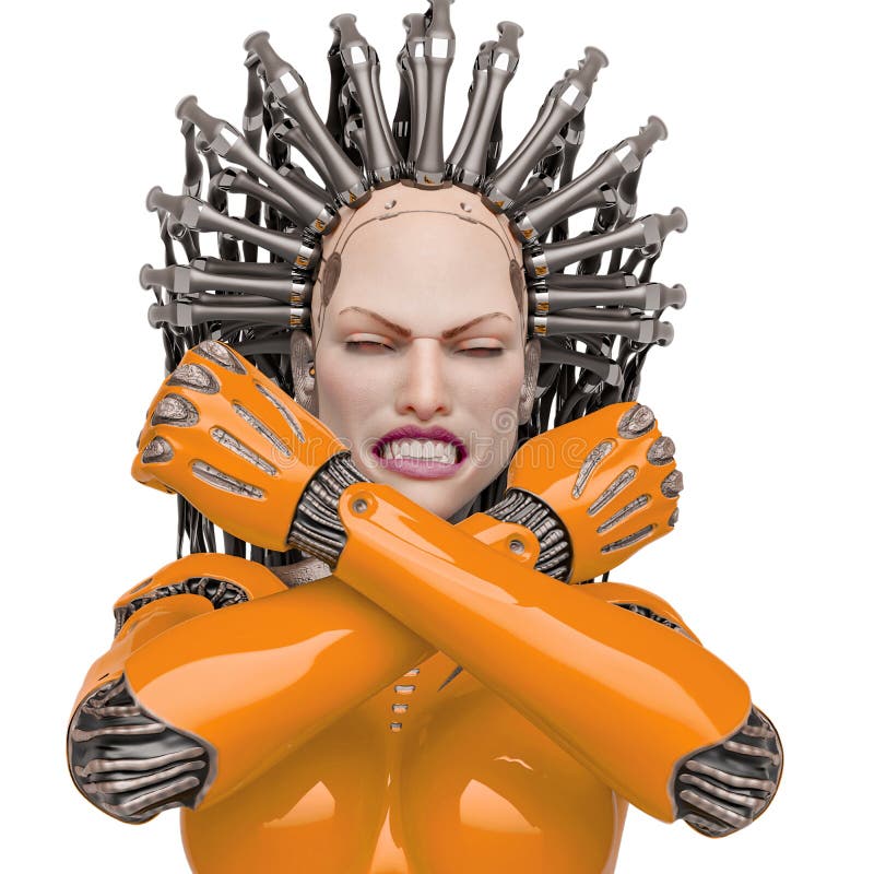 Super Cyborg is Angry and Feeling Ready for War Close Up Stock ...