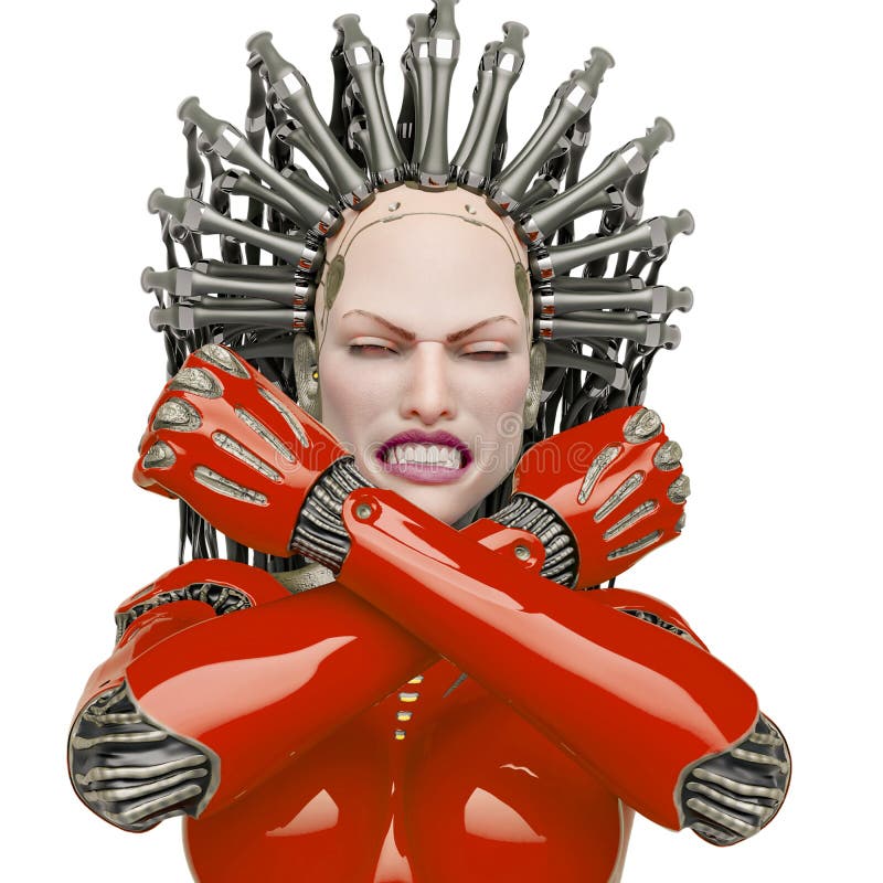 Super Cyborg is Angry and Feeling Ready for War Close Up Stock ...
