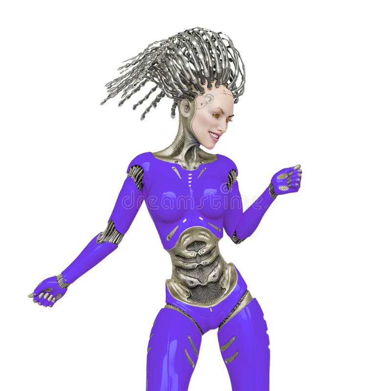 Super Cyborg is Dancing and Happy Stock Illustration - Illustration of ...