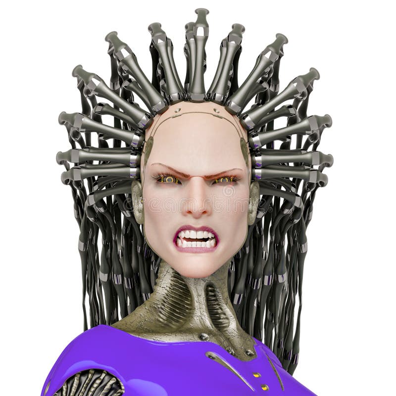 Super Cyborg is Angry and Feeling Ready for War Close Up Stock ...