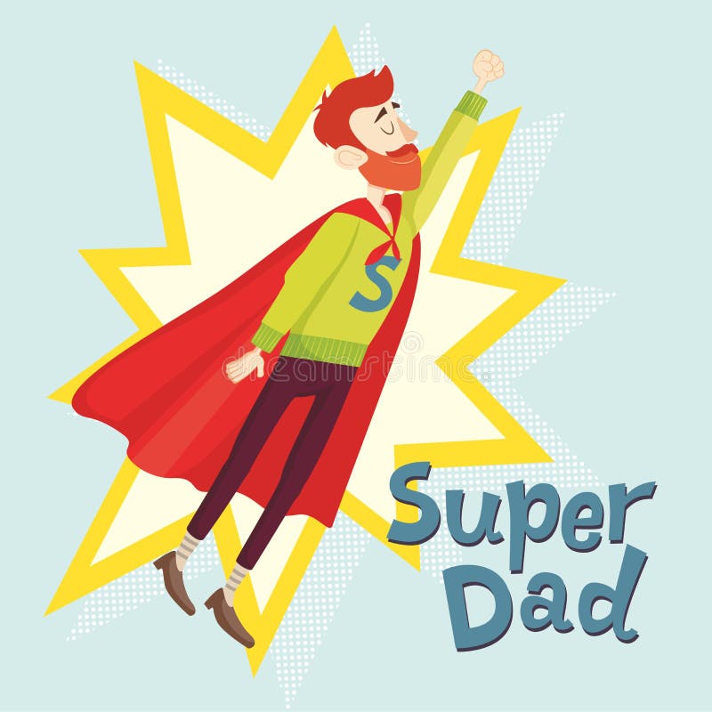 Super Dad. Fathers Day Greeting Card Stock Vector - Illustration of ...