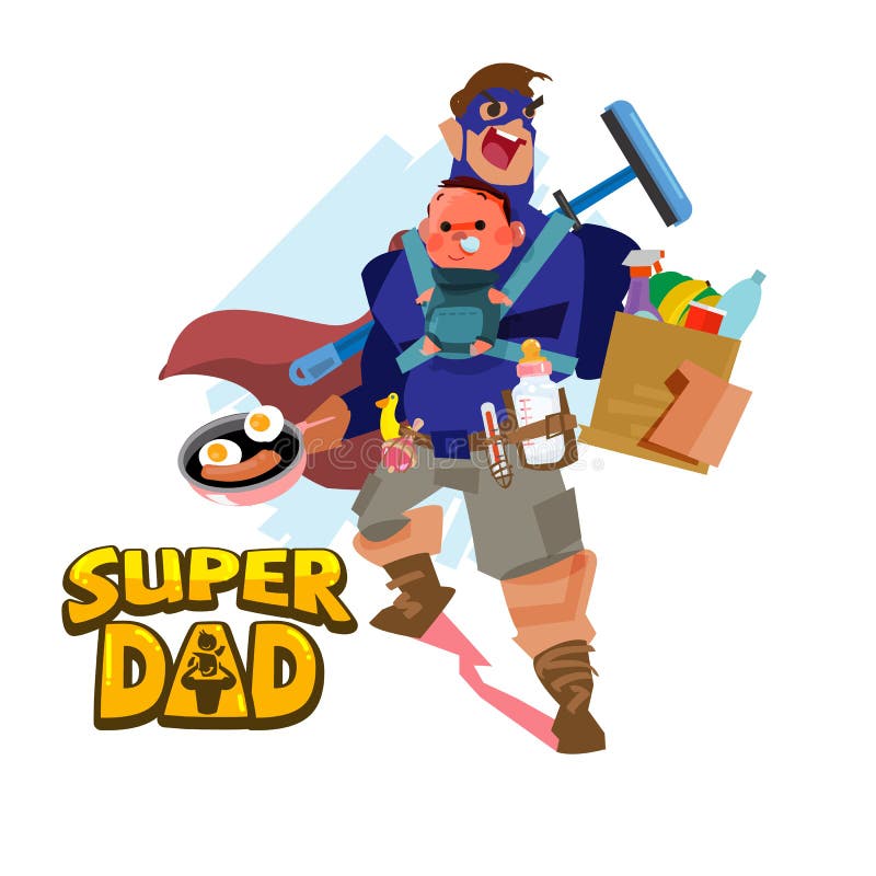 Super dad. hero concept stock illustration. Illustration of brave ...
