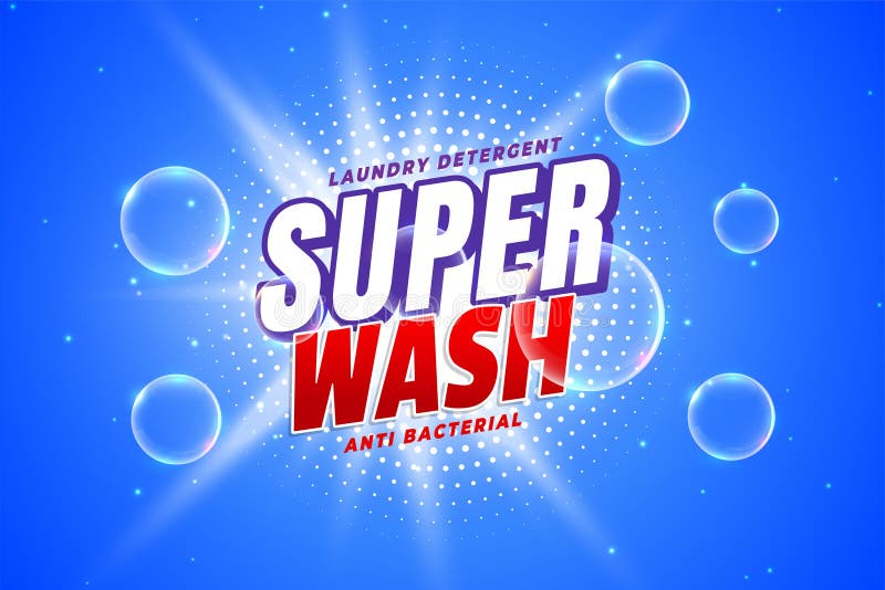 Super Detergent Powder Marketing Label with Bubbles and Light Effect ...