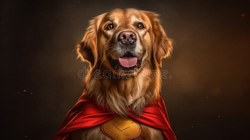 The Super Dog Golden Retriever in a Heroic Pose. Generative AI Stock ...