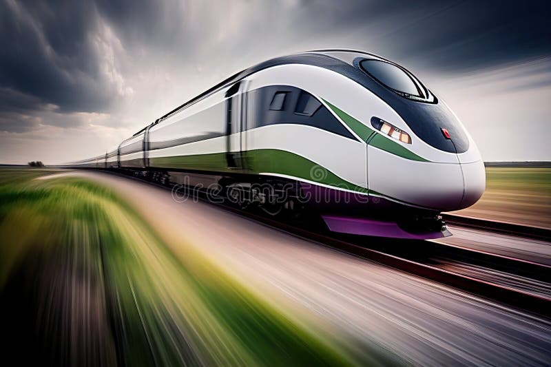 Super Fast Train in Motion. Blurred Background Stock Illustration ...