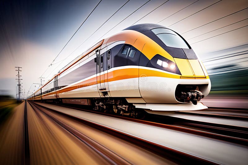 Super Fast Train in Motion. Blurred Background Stock Illustration ...