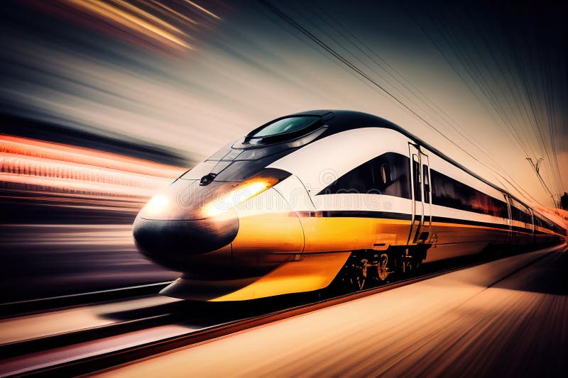 Super Fast Train in Motion. Blurred Background Stock Illustration ...