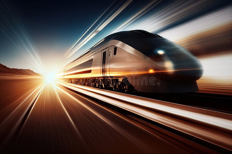 Super Fast Train in Motion. Blurred Background Stock Illustration ...