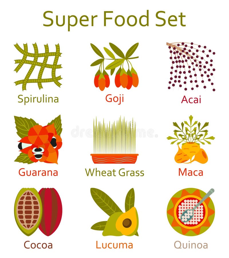Super food icons set stock vector. Illustration of health - 75784621