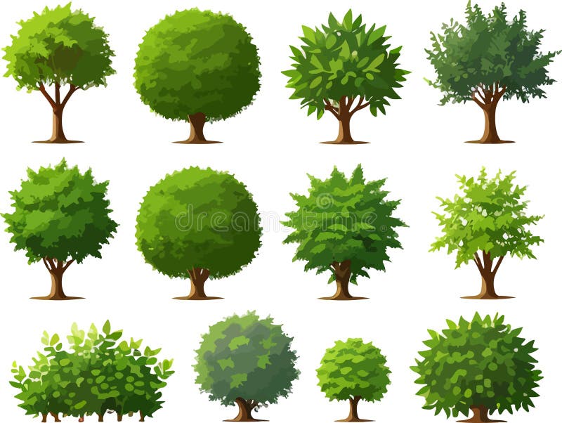 Super Forest Trees Bushes Plants Art Vector Stock Vector - Illustration ...