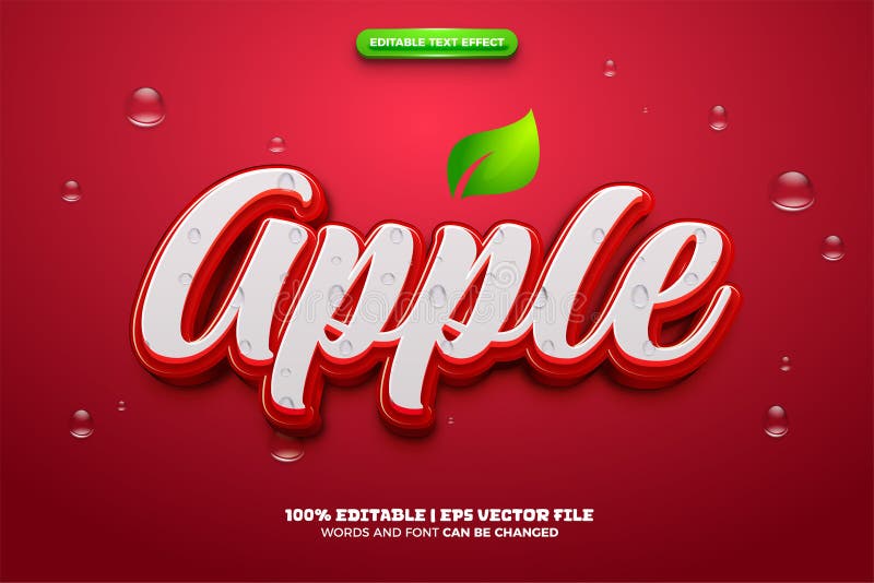 Super Fresh Apple with Water Drop 3d Logo Template Editable Text Effect ...