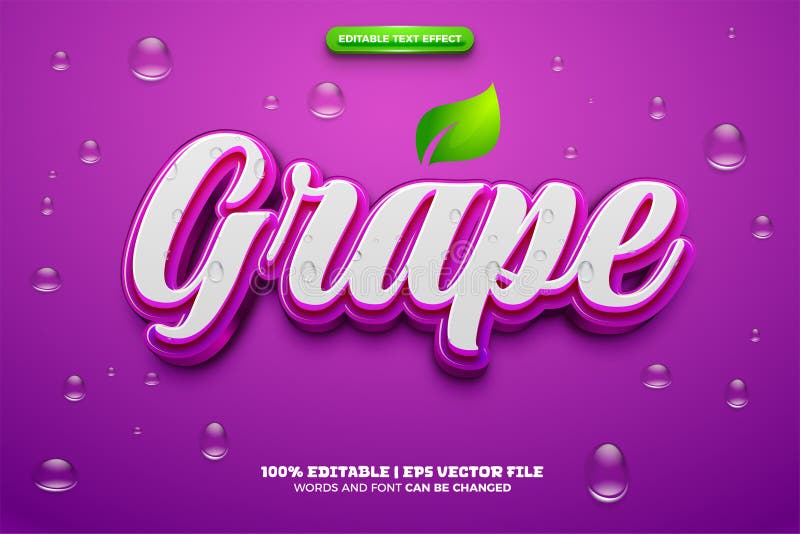 Super Fresh Grape with Water Drop 3D Template Editable Text Effect Style Stock Vector ...