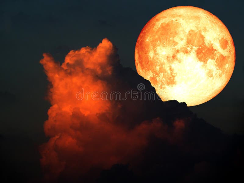 Super Full Blood Moon Heap Cloud Light of Sunset Stock Photo - Image of ...