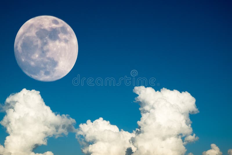 Super Full Moon With Clear Blue Sky Cloud Daytime For Background ...