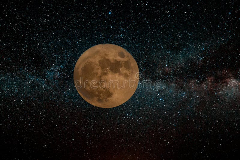 Super Full Moon at Night in the Milky Way Stock Photo - Image of ...