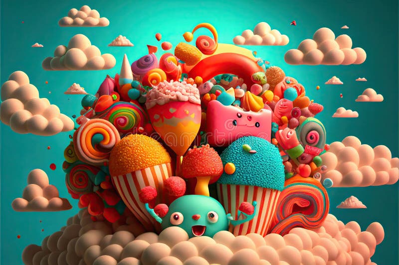 Super Fun Cute Candy for Kids , Surreal. Ai Generative Stock ...