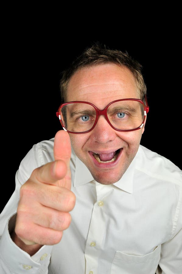 Super Geek gives thumbs up stock image. Image of goof - 25129411