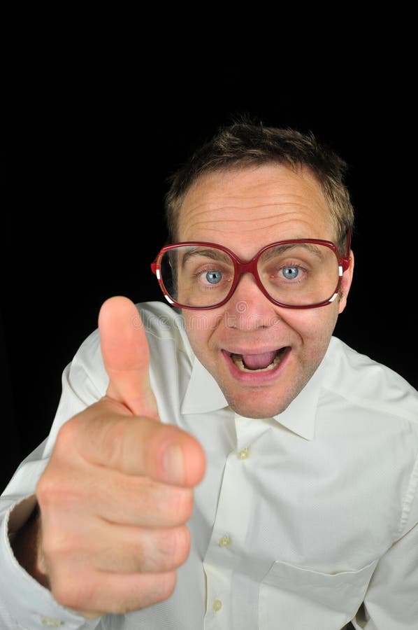 Super Geek gives thumbs up stock image. Image of goof - 25129411