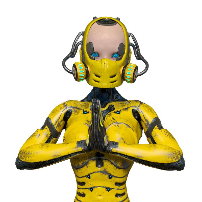 Super gynoid is praying stock illustration. Illustration of machinery ...