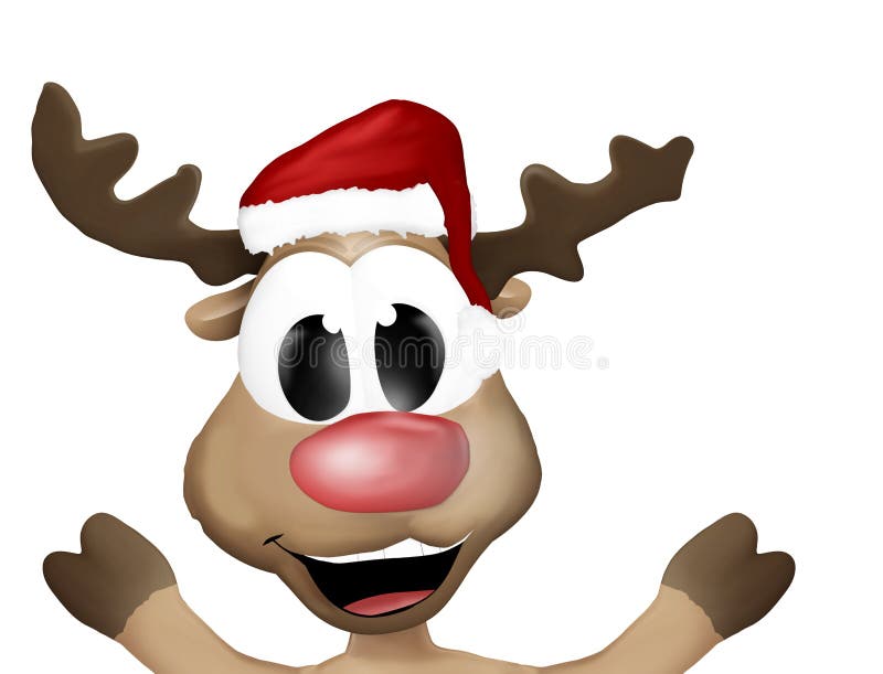 Super Happy Christmas Reindeer Stock Illustration - Illustration of ...