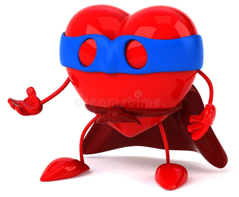 Super Heart Love Hero Wearing a Cape Stock Vector - Illustration of ...