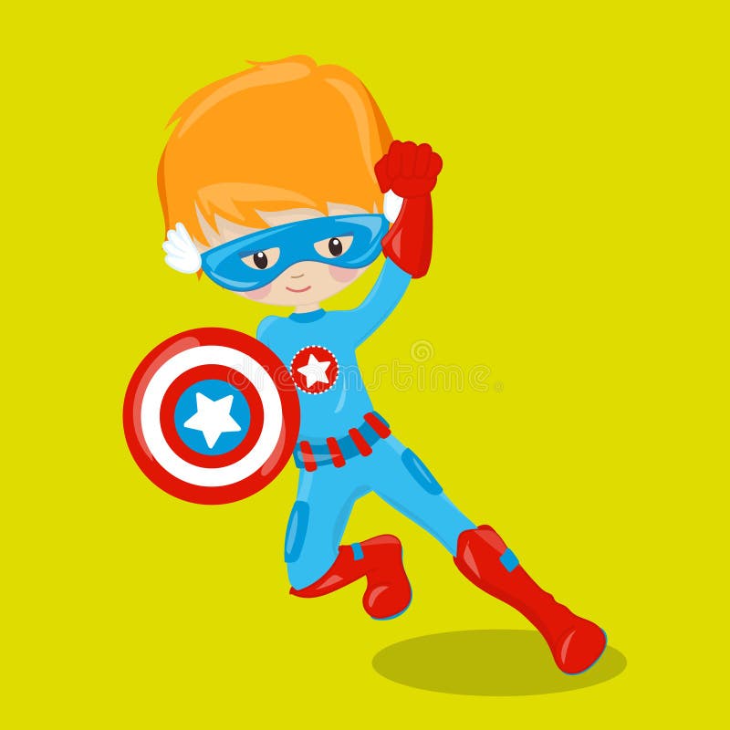 Super Hero Boy Red Capitan a 14 Stock Vector - Illustration of super ...