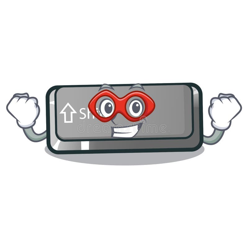 Super Hero Button Shift on a Keyboard Mascot Stock Vector ...