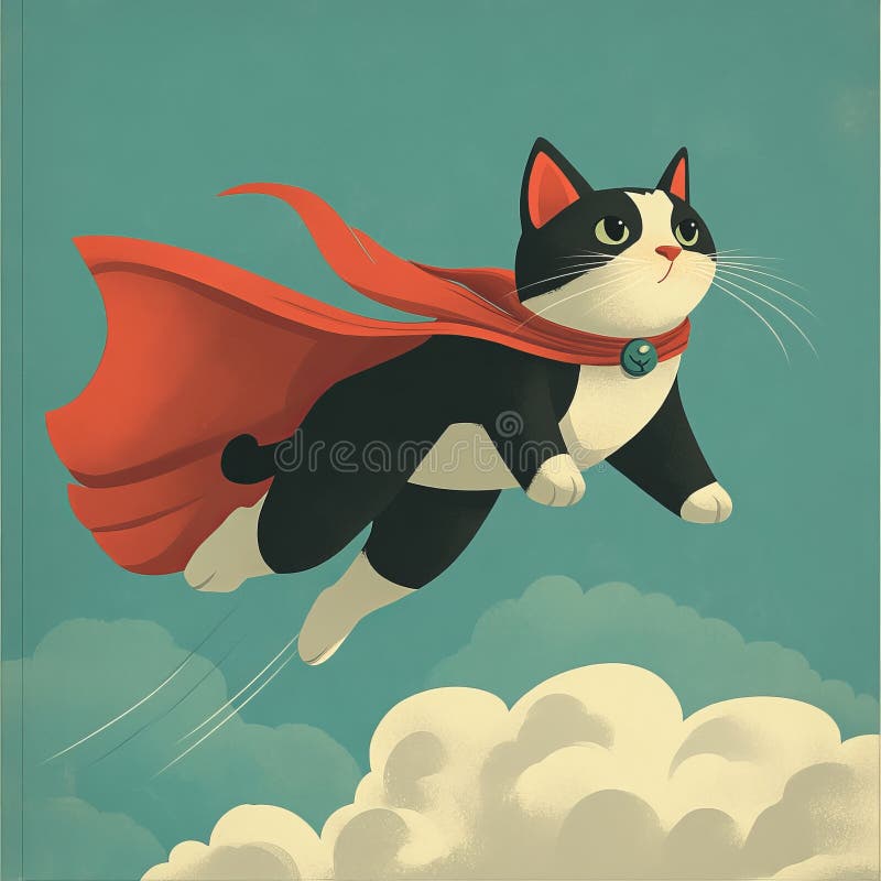 Super Hero Cat Illustration Stock Illustration - Illustration of ...