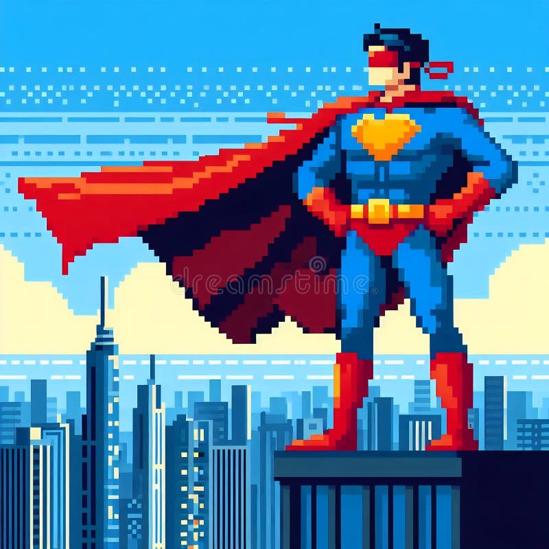 Super Hero Character Illustrator Design Standing in the Middle of the ...