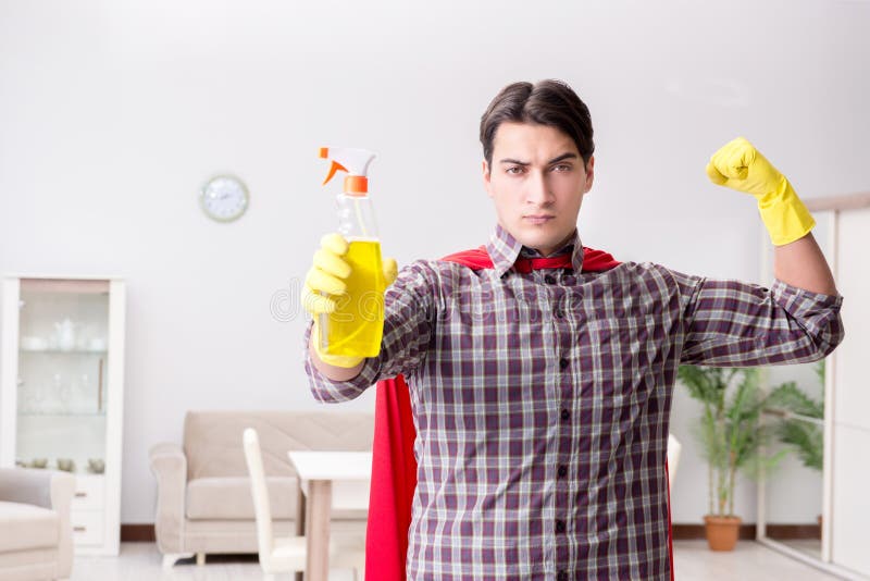 The the Super Hero Cleaner Doing Housework Stock Image - Image of dusty ...