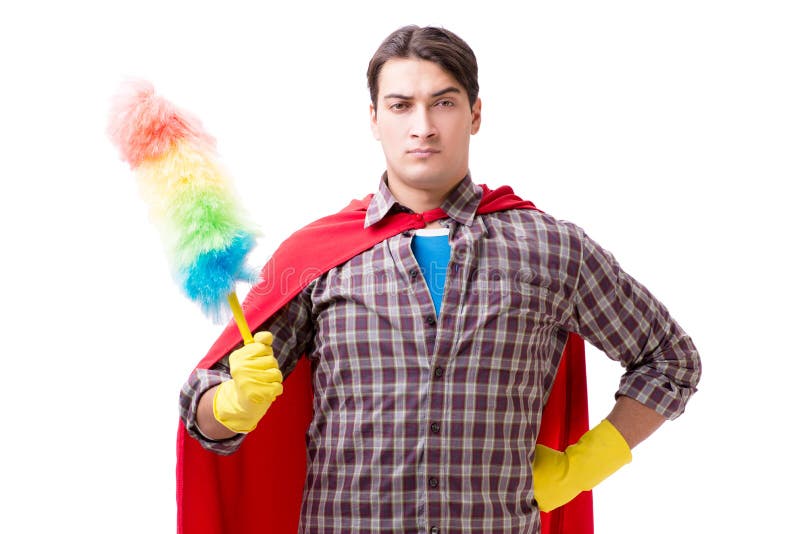 The Super Hero Cleaner Isolated on White Stock Image - Image of duster ...