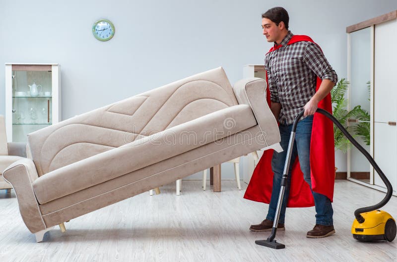 Super Hero Cleaner Working at Home Stock Image - Image of cleanliness ...