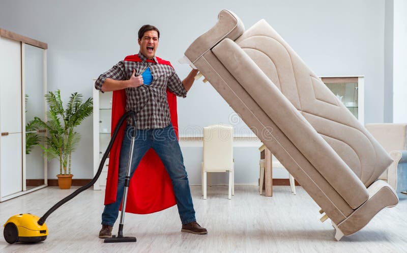 Super Hero Cleaner Working at Home Stock Image - Image of cleanliness ...
