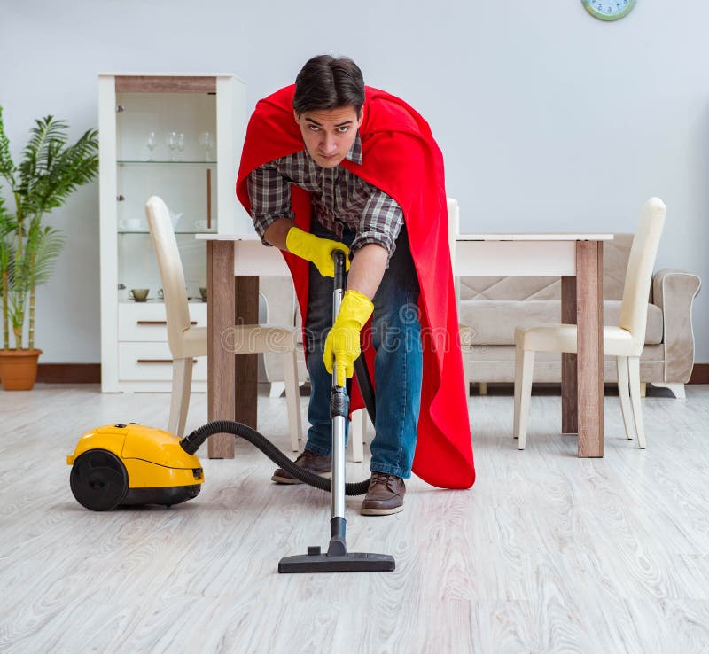Super Hero Cleaner Working at Home Stock Image - Image of life, maid ...