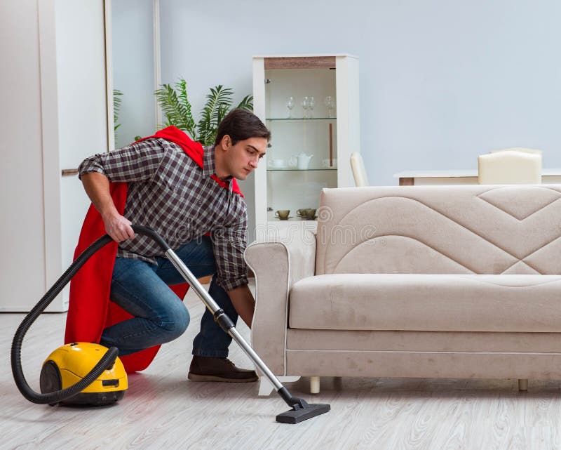Super Hero Cleaner Working at Home Stock Photo - Image of clean ...