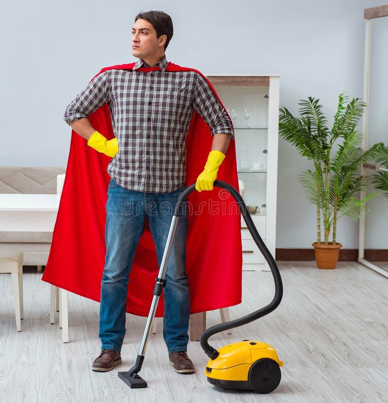 Super Hero Cleaner Working at Home Stock Image - Image of leadership ...