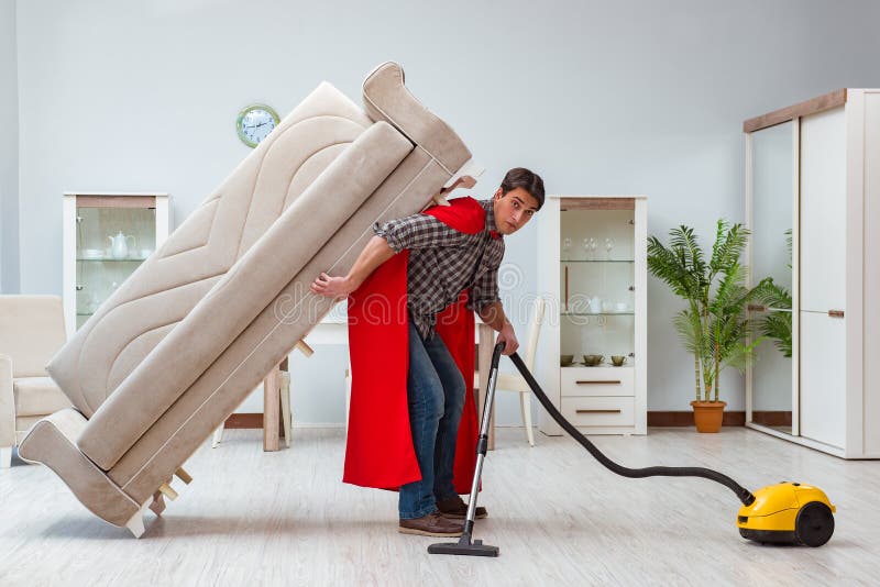 The Super Hero Cleaner Working at Home Stock Photo - Image of home ...